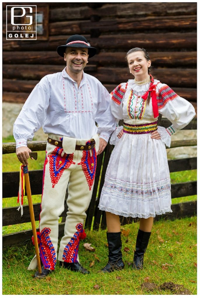 A Happy Modern Couple Wearing Slovak Traditional Dress (Kroj)
