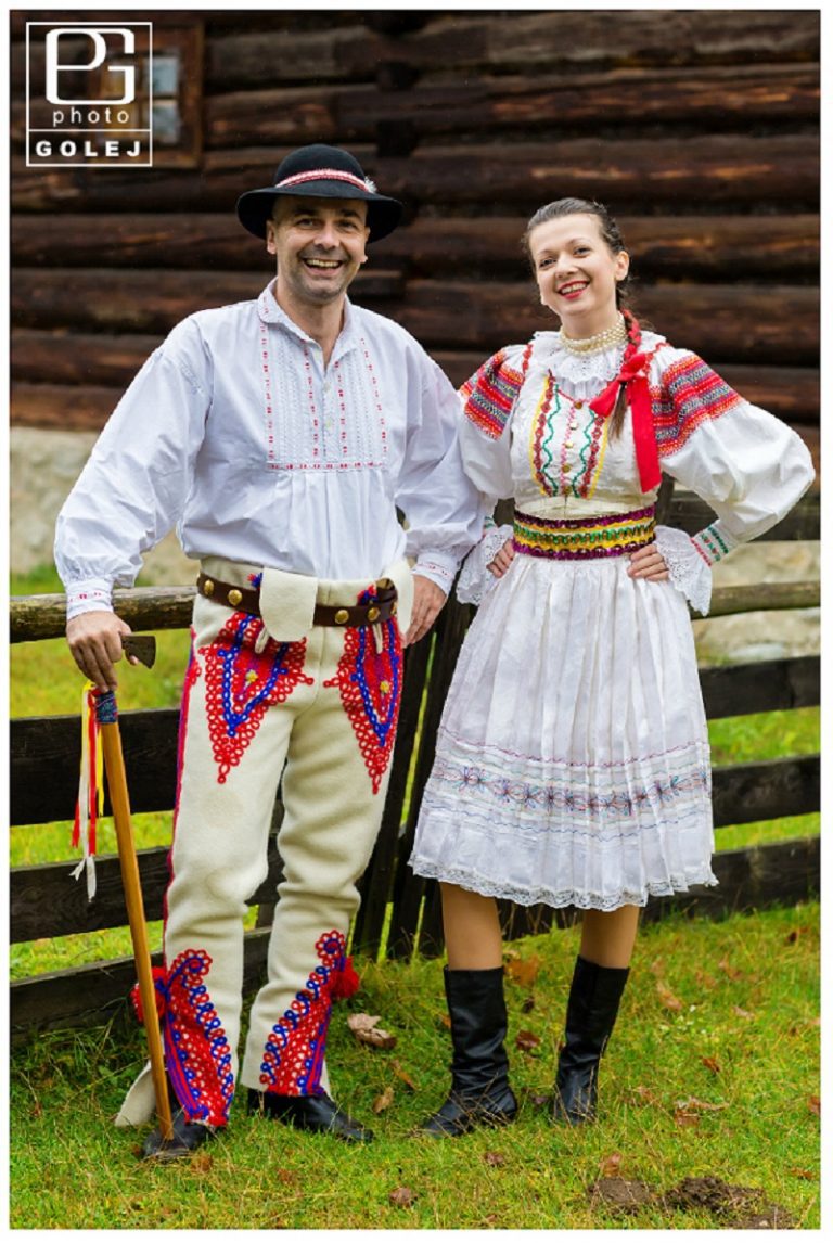 A Happy Modern Couple Wearing Slovak Traditional Dress (Kroj)