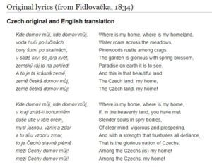 Old Czech Language and the National Anthem in Fidlovačka